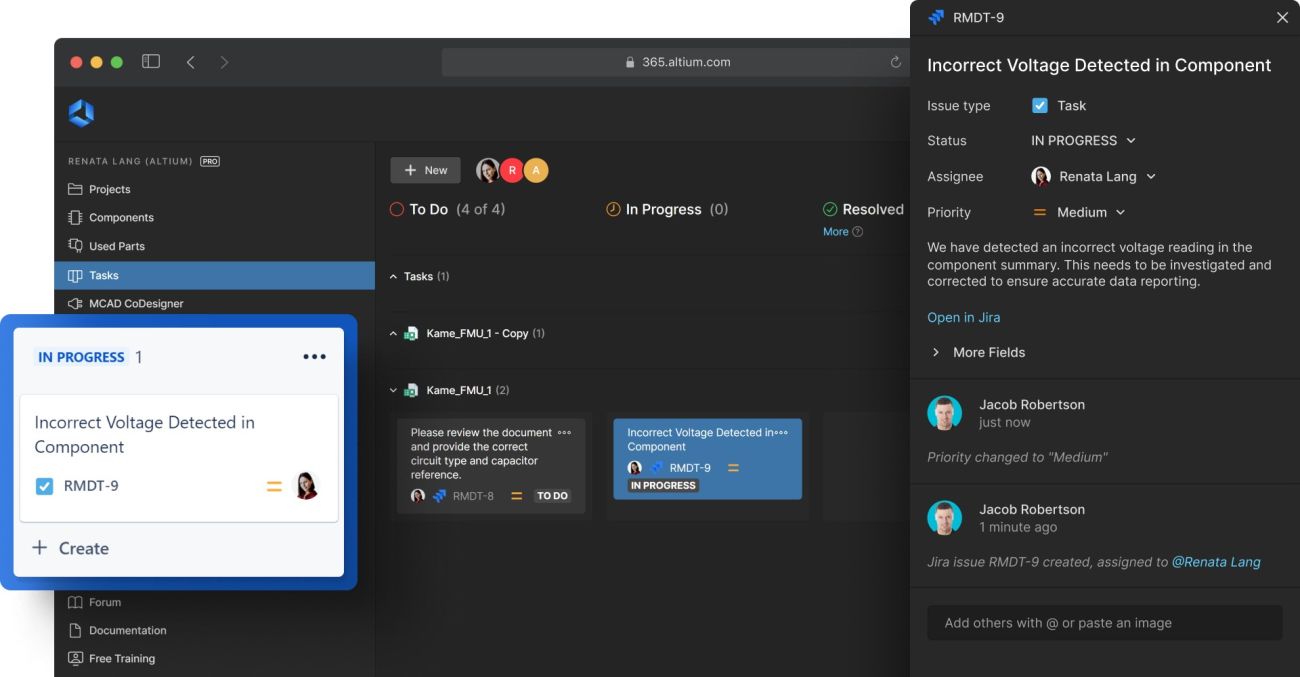 Altium 365를 위한 Jira 통합 소개: 전자 설계 워크플로우를 간소화하세요 | Altium
